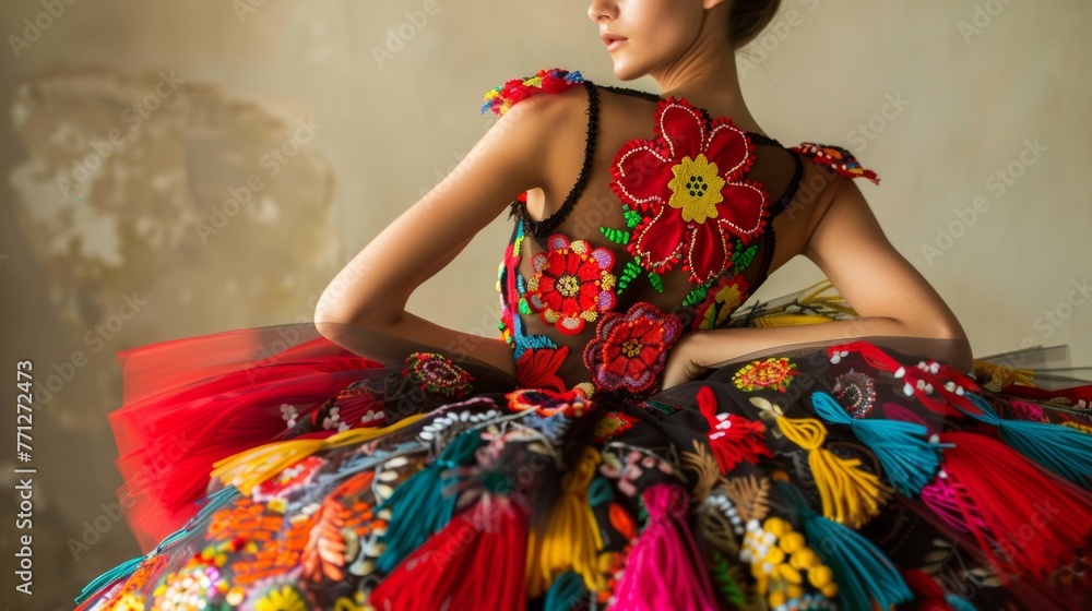 A blend of traditional Mexican embroidery with elements of ballet tutus ...