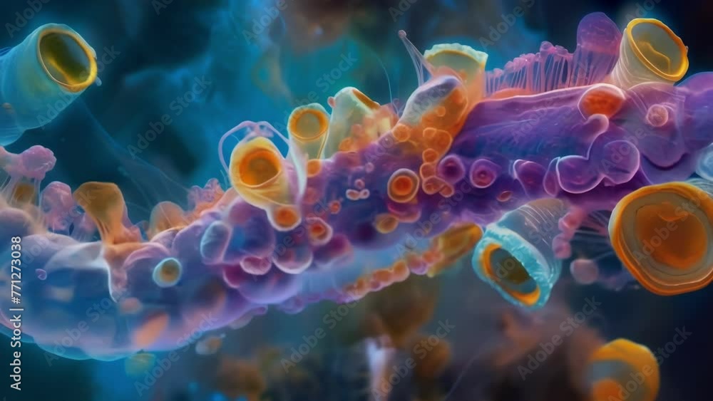 A microscopic image of the digestive system of an insect larva showing ...
