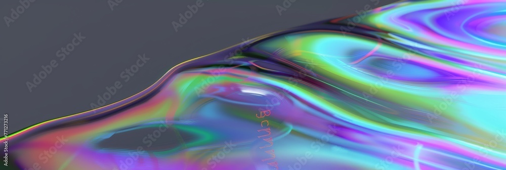Vibrant iridescent liquid wave texture. This image showcases a fluid ...