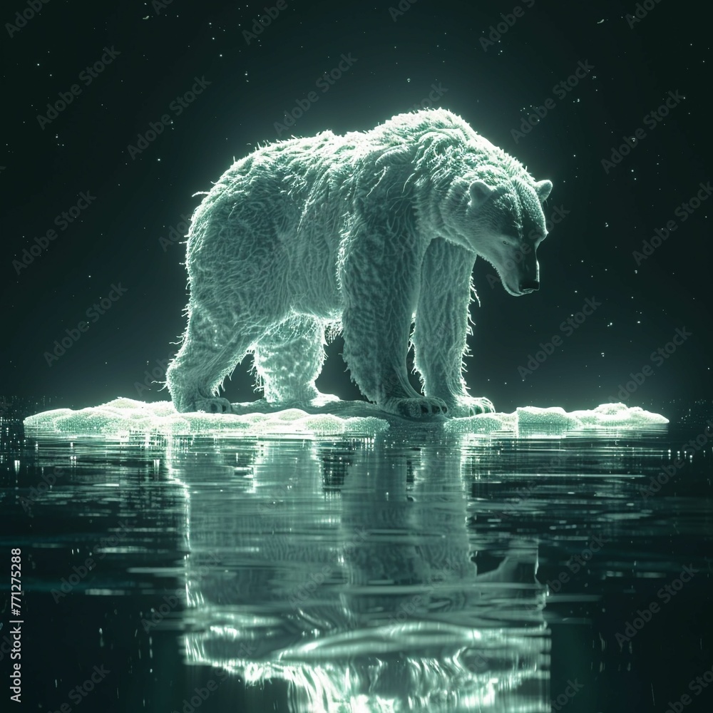 Melting glaciers, polar bear, explorers, remnants of civilization ...