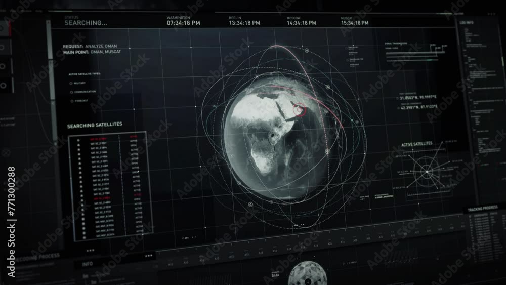 Scanner is analyzing the earth map from space to find satellites ...