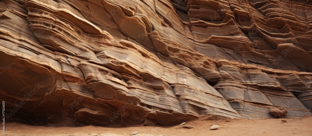 Giraffes standing amidst a landscape filled with geological factors ...