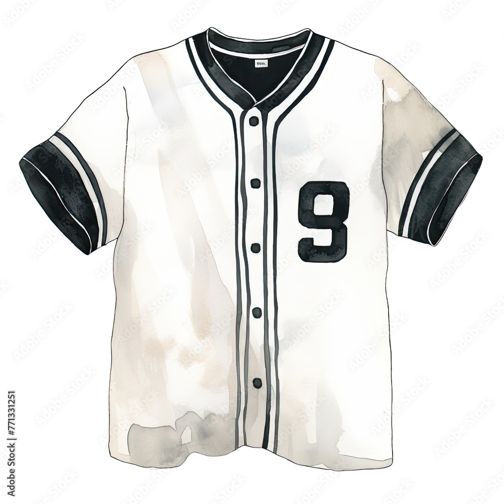 AI-generated watercolor baseball jersey clip art illustration. Isolated ...