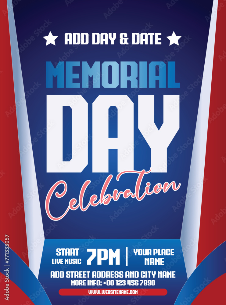 Memorial day celebration poster flyer social media post design Stock ...