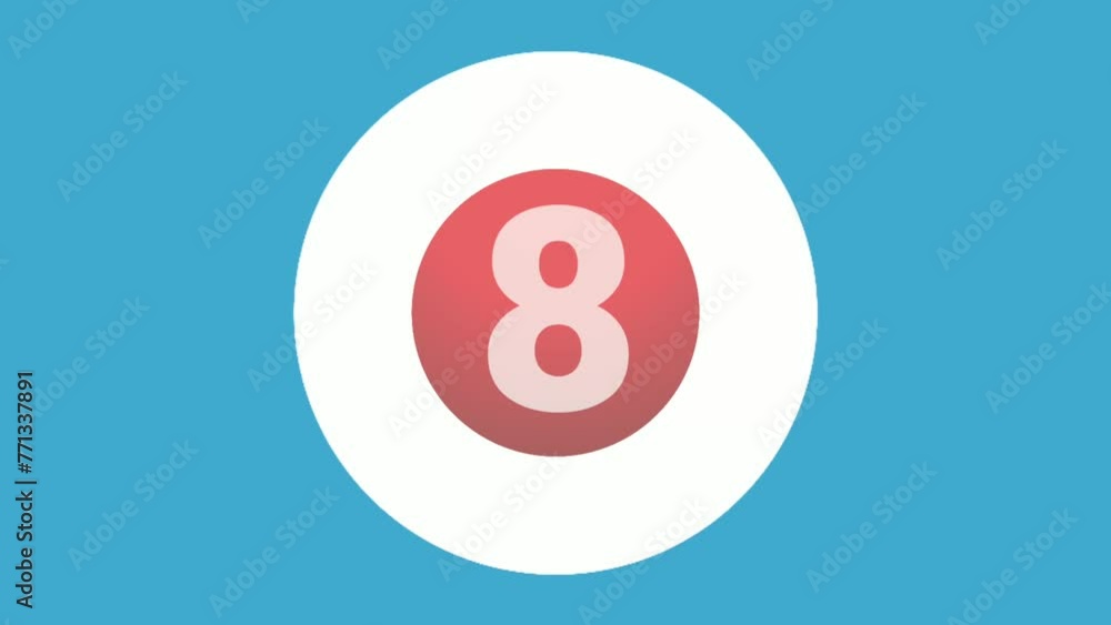 Number 8 eight sign symbol animation motion graphics icon on blue ...