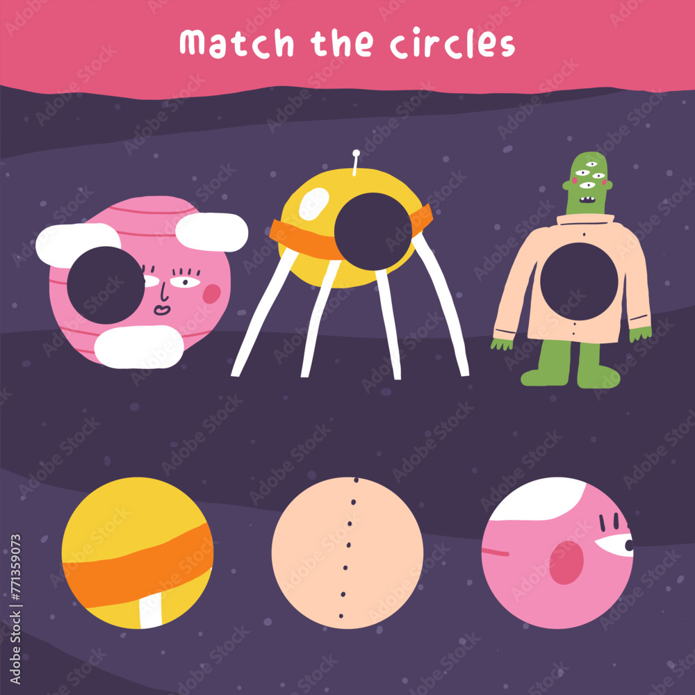Learn space game for kids. Cute hand drawn doodle funny cosmos ...