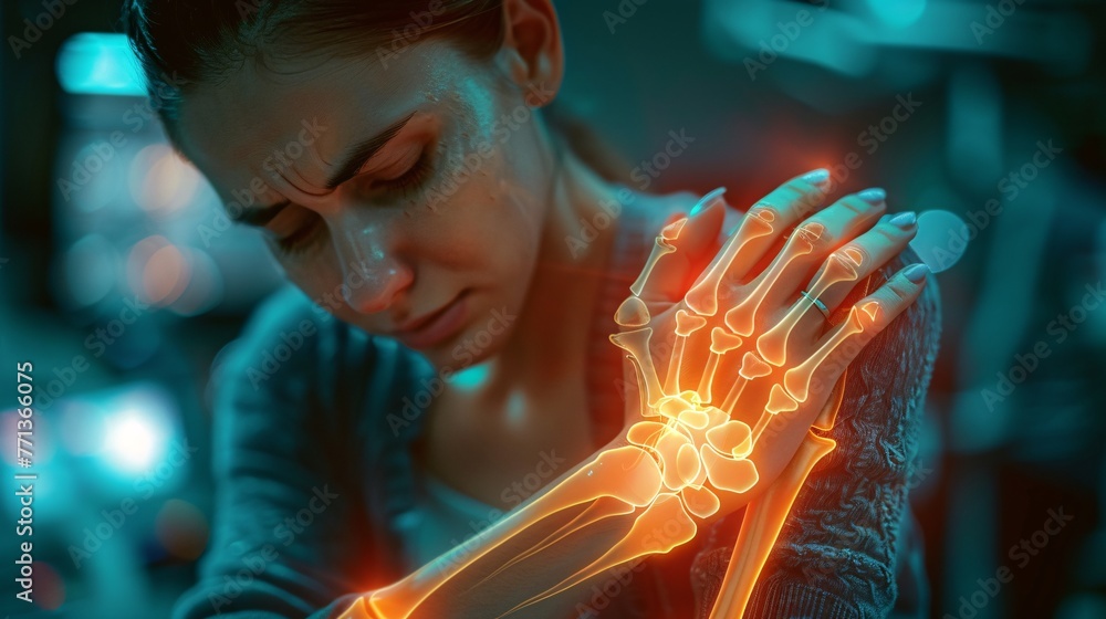 Joint diseases focus: head of ulna, lunate, ulnar styloid. Shows a ...