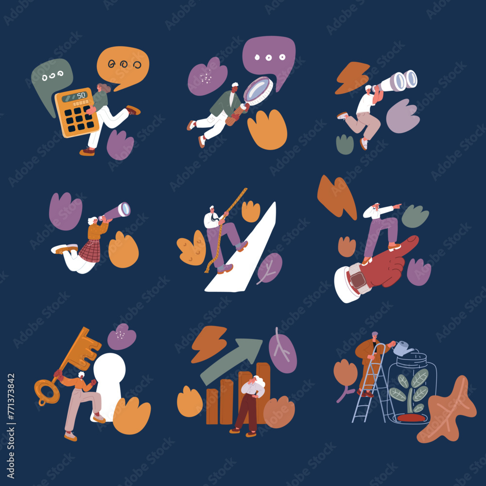 Cartoon vector illustration of Digital Business Concept. People with ...