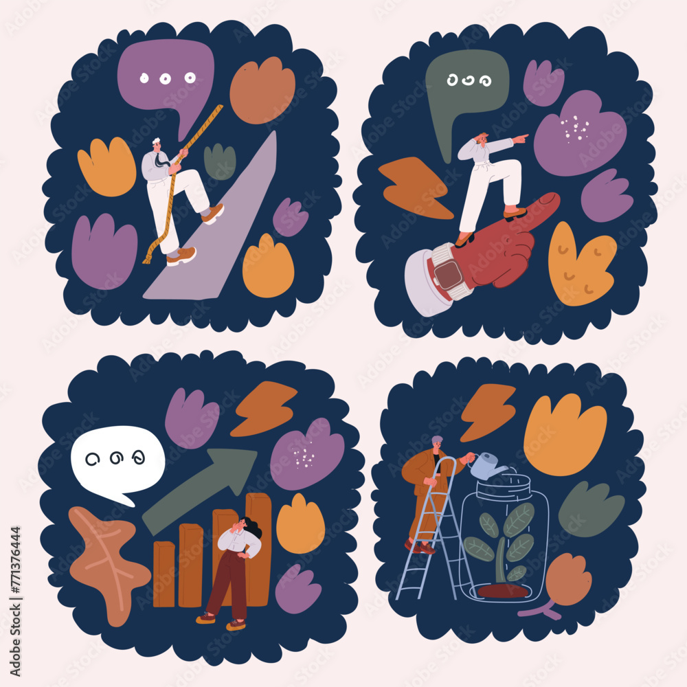 Cartoon vector illustration of of Team of business people celebrate ...