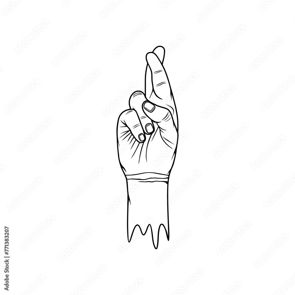 the gesture of crossing the index and middle fingers, the gesture of ...