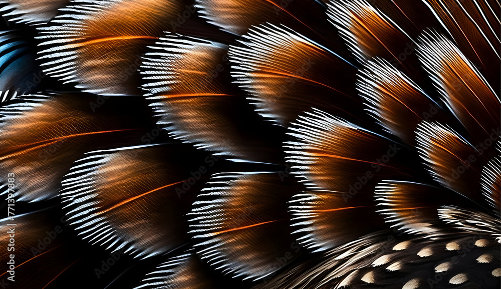 An impressive close-up display showcasing the intricate feather ...