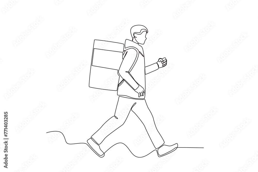 Single continuous line drawing of Couriers who contact customers to ...
