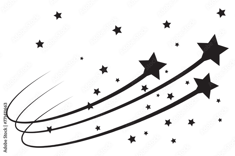 Black falling stars icon. Shooting stars icon vector set. Abstract ...