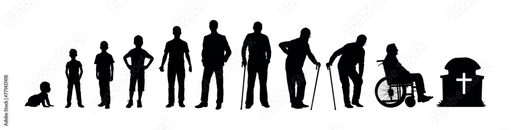 Man life cycle and aging process stages from baby to death human life ...