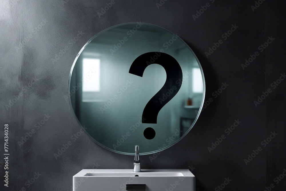 Question mark on fogged-up bathroom mirror. Signs and symbols Stock ...