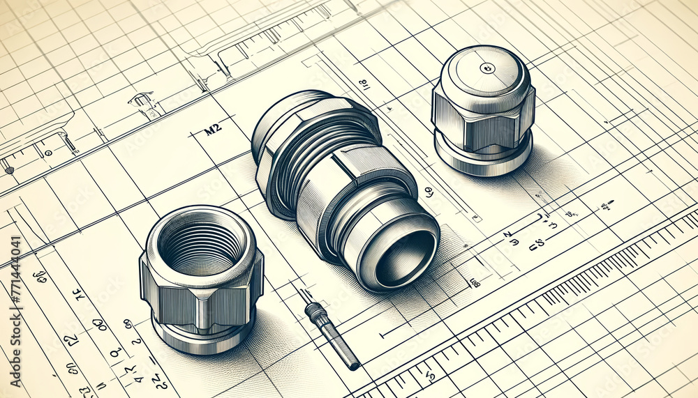 Cable Gland Blueprint Stock Photo | Adobe Stock