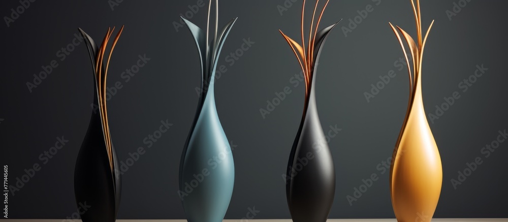 A collection of vases displayed on a table, showcasing different shapes ...
