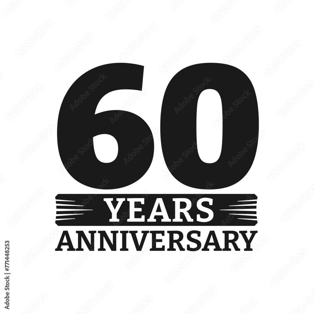 60 years logo or icon. 60th anniversary badge. Birthday celebrating ...