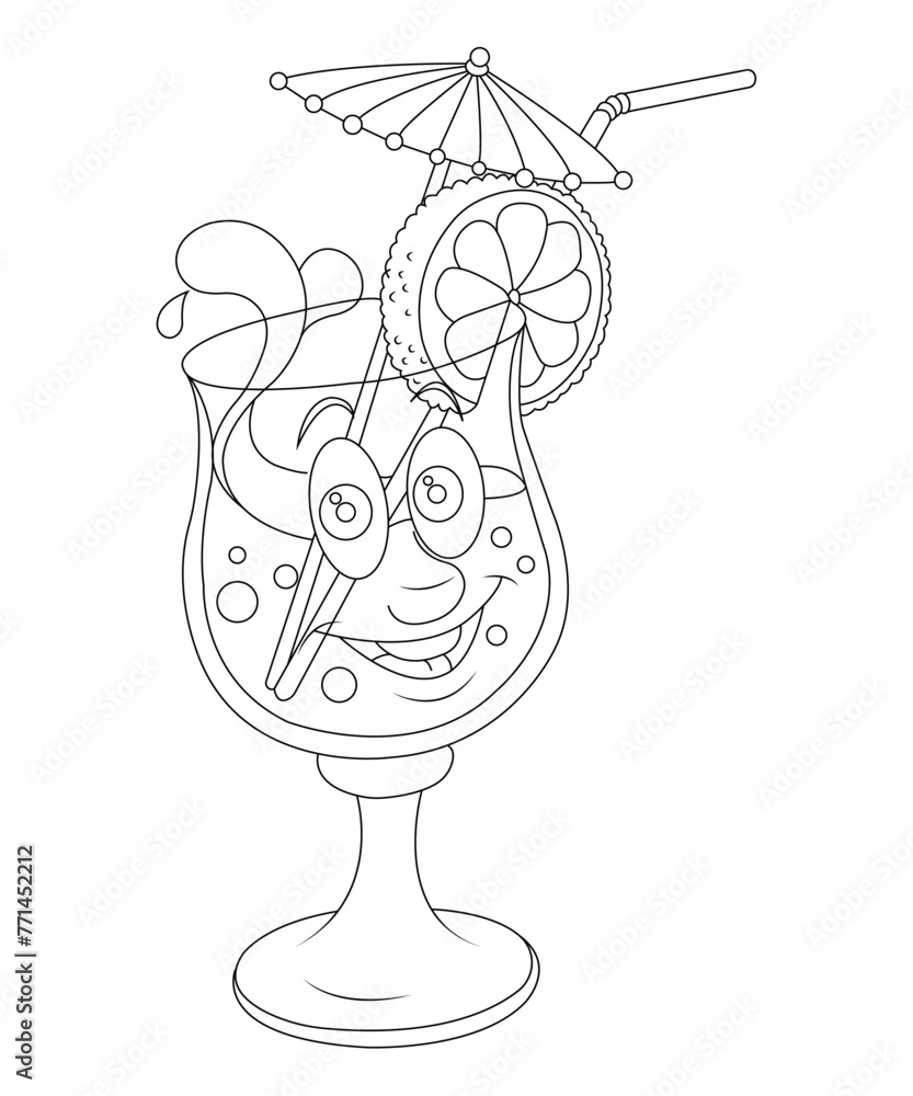 Cocktail coloring page for kids Stock Vector | Adobe Stock