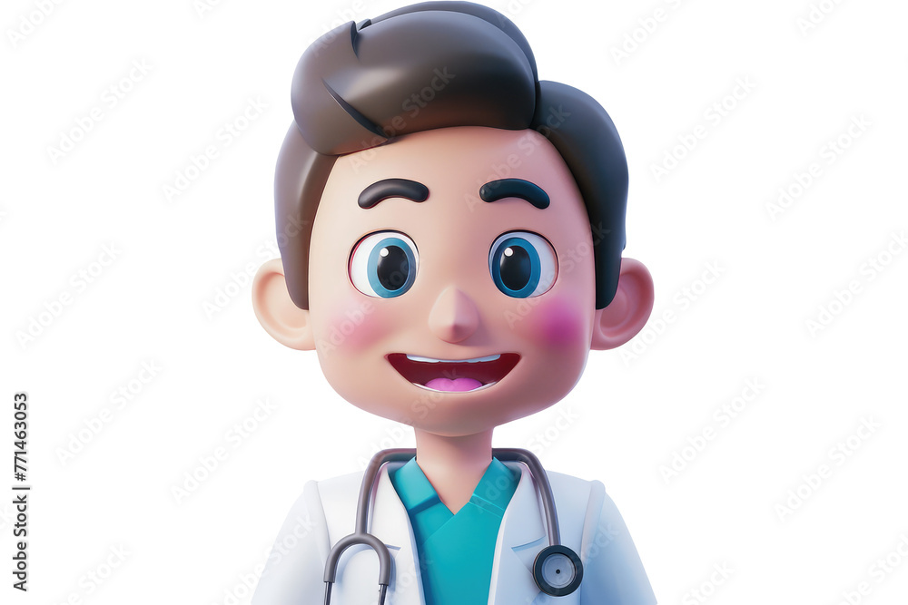 Cute cartoon happy smiling doctor isolated on white background, clipart ...