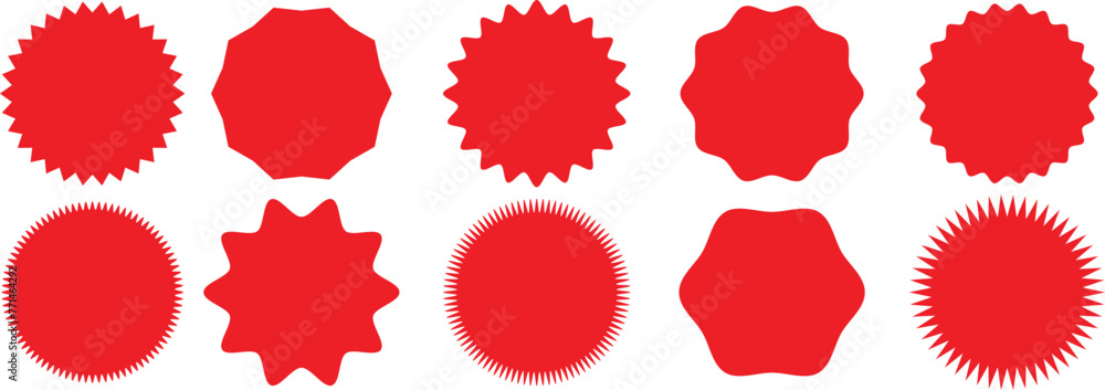 Starburst red sticker set - collection of special offer sale round and ...
