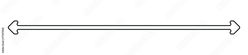 Horizontal long straight arrow signs. Black pointer, direction ...