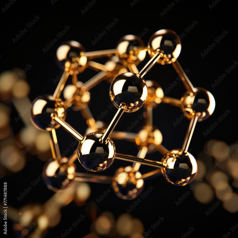 Gold Science: Contemporary Molecular Graphic of Technology Symbol in ...