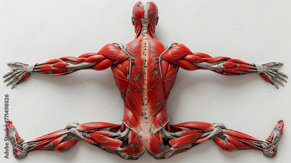 Detailed 3D render of the human skeletal muscle structure, clipart ...