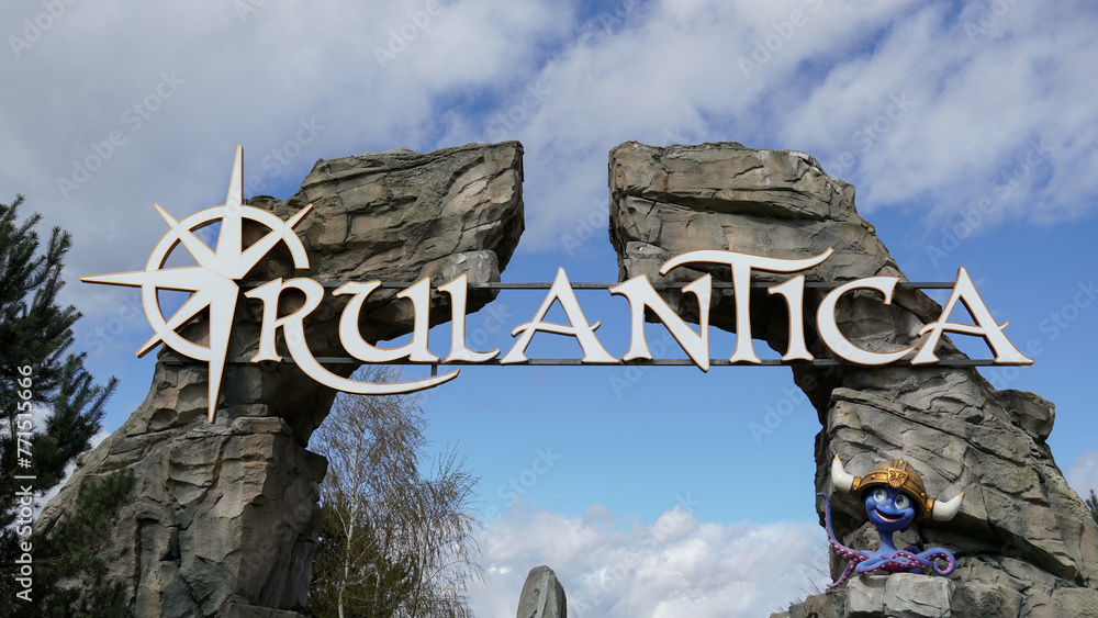 Rust, Germany-March 28.2024: Logo and lettering of "Rulantica", the ...