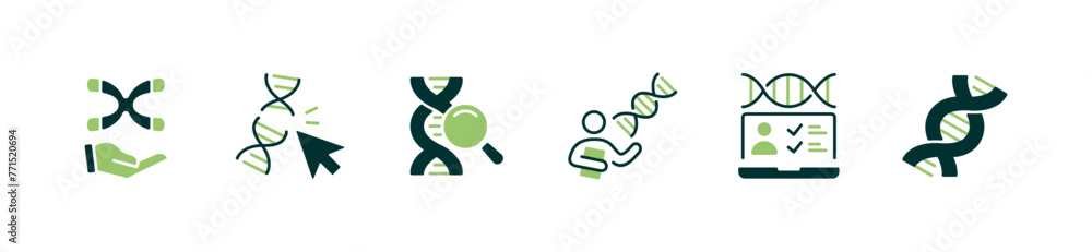 science biotechnology dna genetic icon set molecular chromosome gene ...