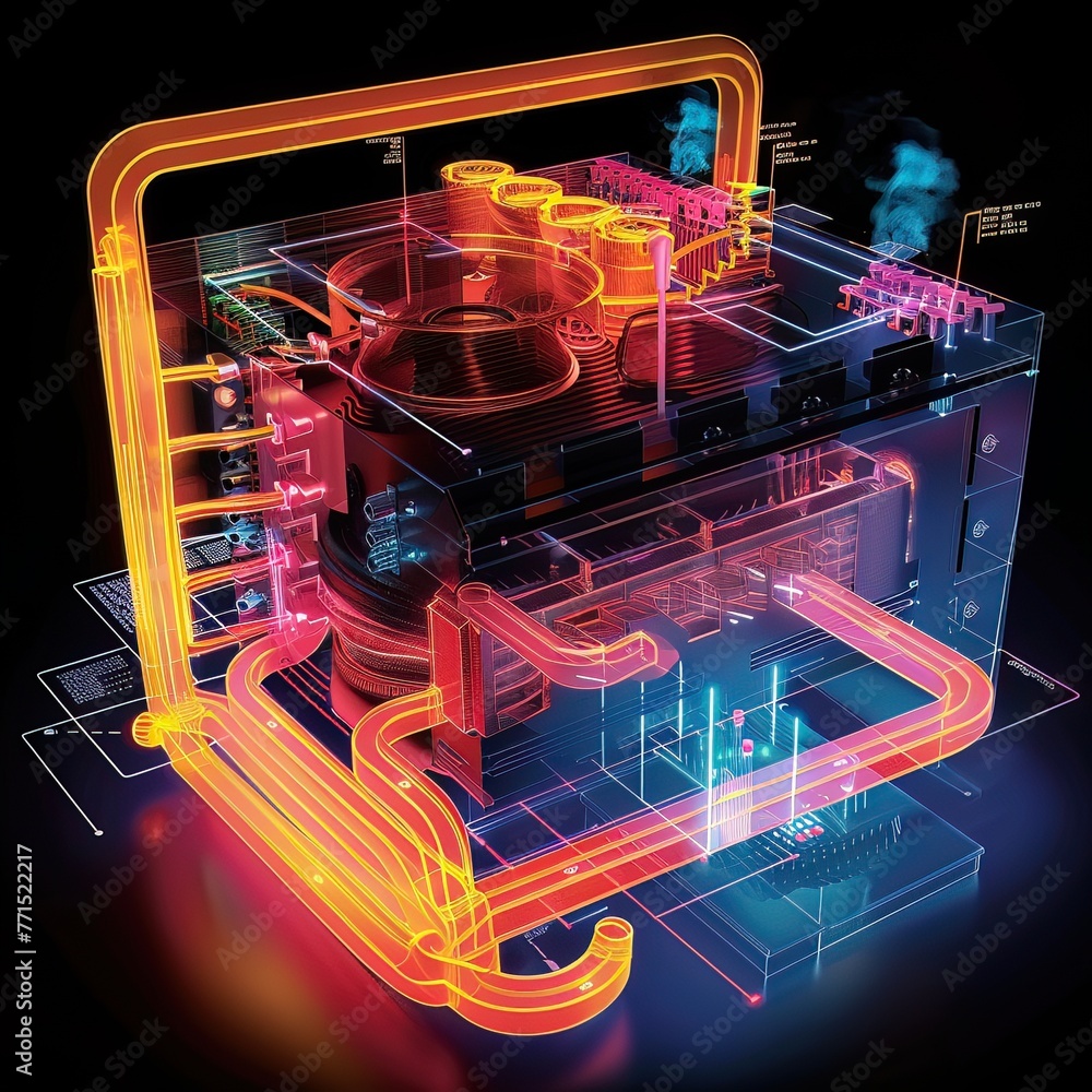 A detailed diagram of a nanoscale thermal management system, critical ...