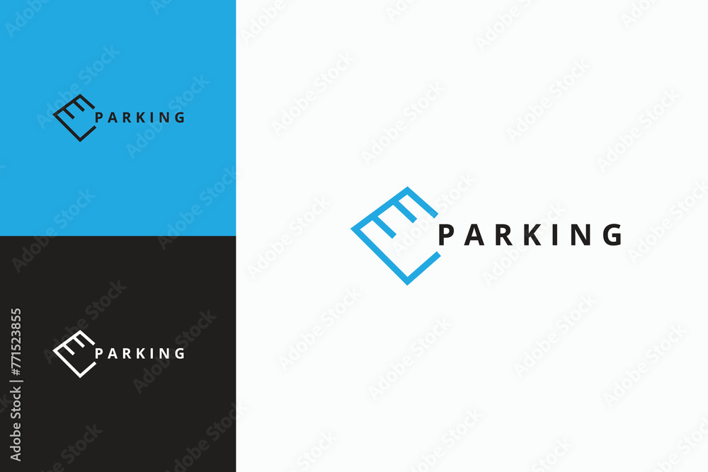 outline parking sign logo design vector illustration for business ...
