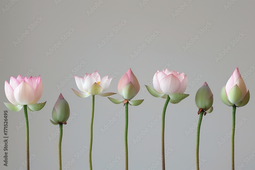 Five lotus flowers in bloom, representing purity and enlightenment ...