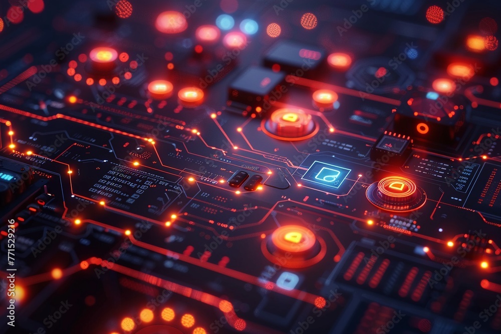 Peertopeer network diagram on a computer screen, network nodes, dark ...