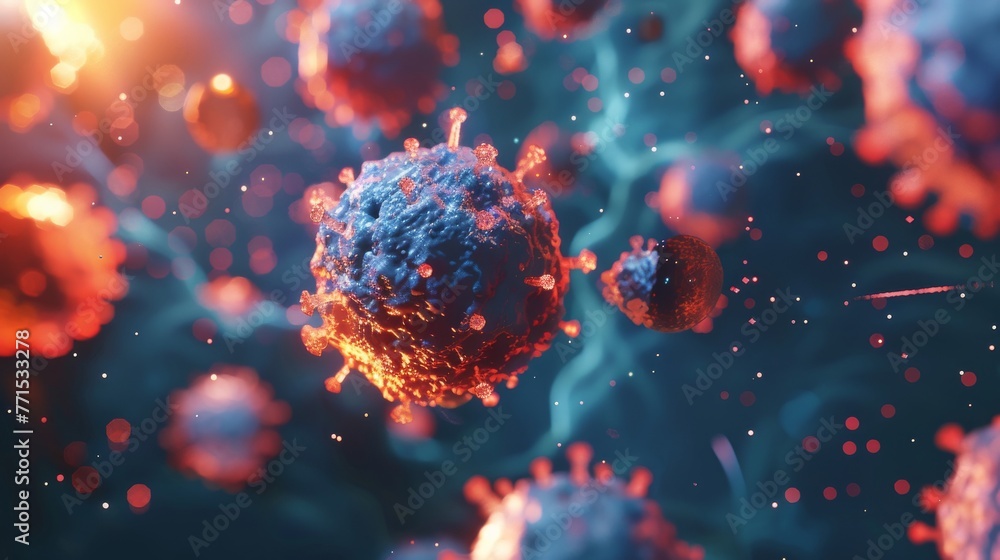 Nanoparticles targeting cancer cells, visual concept of targeted drug ...