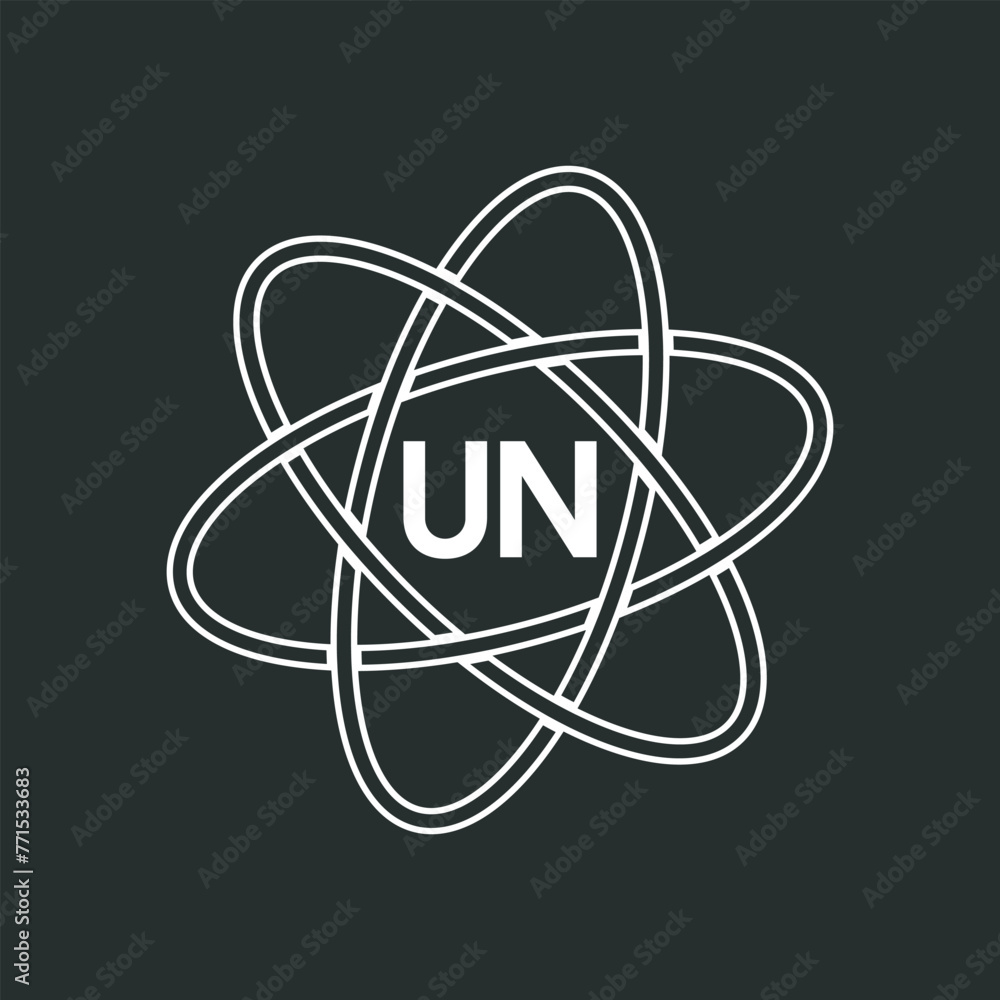 UN letter logo design on white background. UN logo. UN creative ...