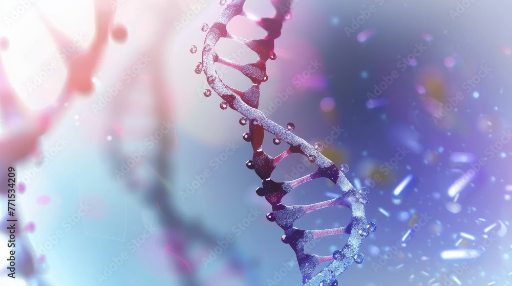 Illustration of a DNA double helix in detail, highlighting the genetic ...