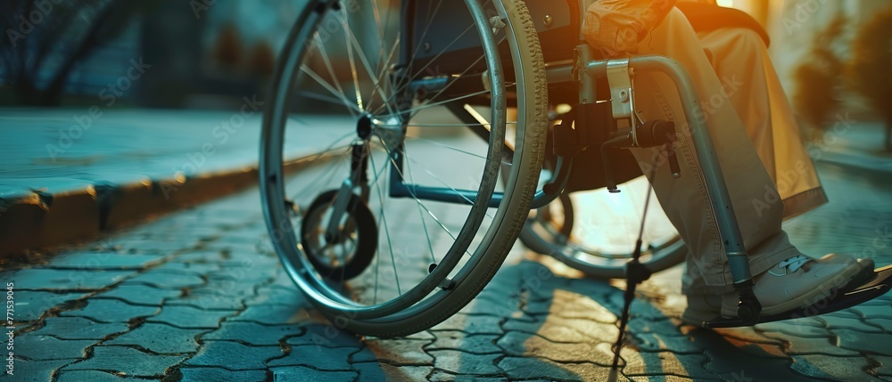 Wheelchair-bound patient learning to use ramps, independence, close ...