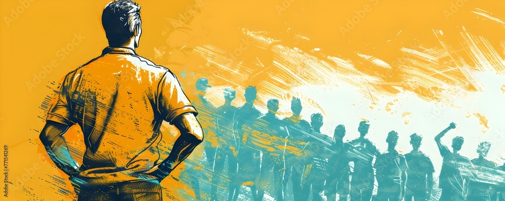 Sports Team Captain Inspiring Players Before Big Game with Determined ...