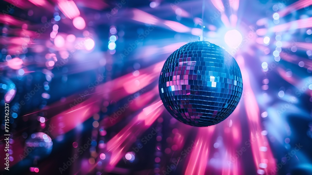 Vibrant Disco Ball Radiating Light in a Nightclub Atmosphere. Energetic ...