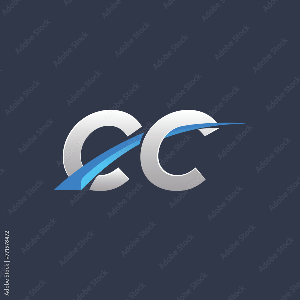 Initial letters CC vector illustrations designs with overlapping swoosh ...