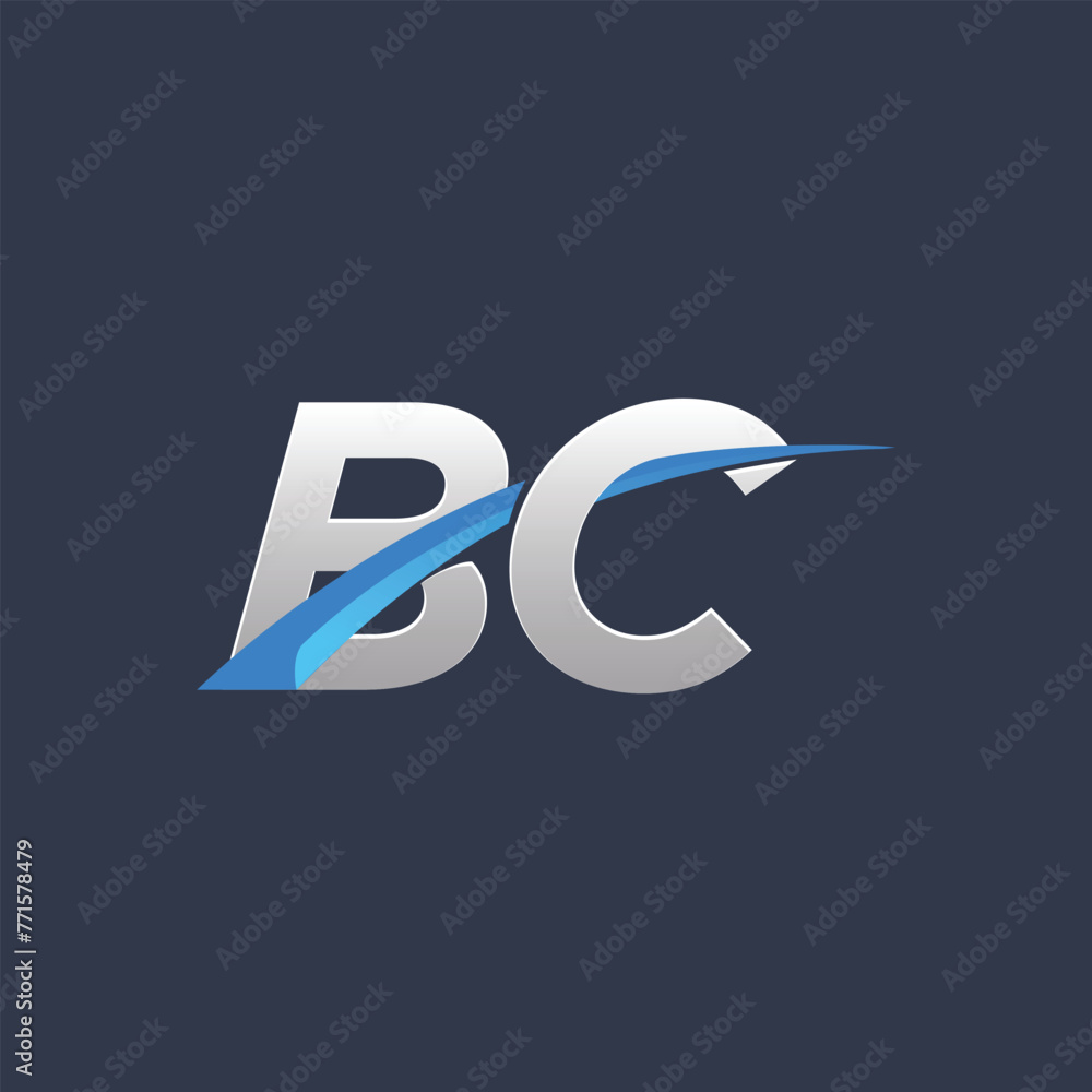 Initial letters BC vector illustrations designs with overlapping swoosh ...
