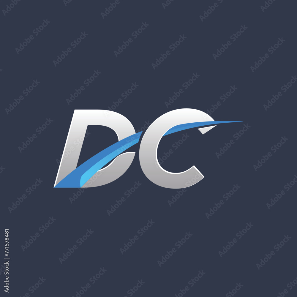 Initial letters DC vector illustrations designs with overlapping swoosh ...