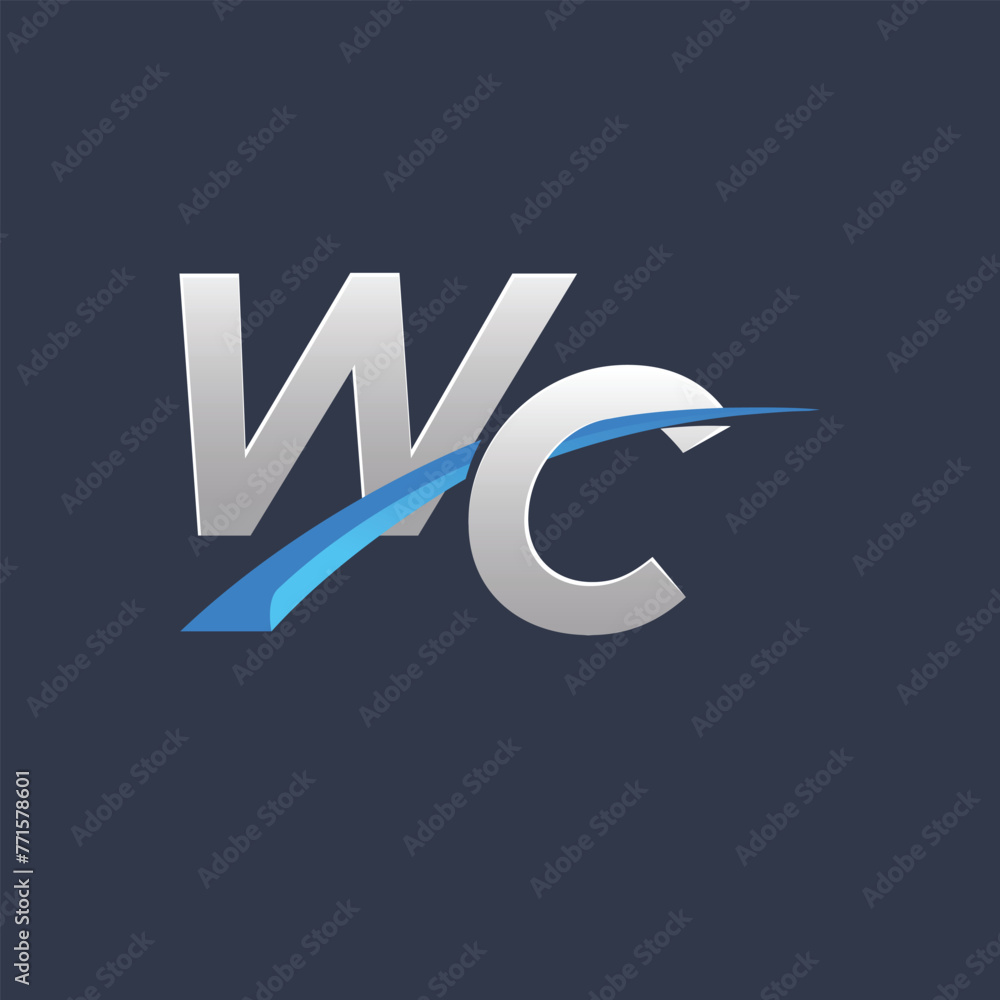 Initial letters WC vector illustrations designs with overlapping swoosh ...