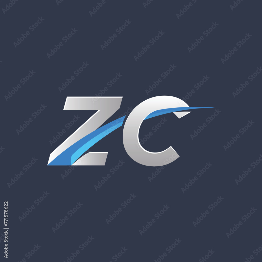 Initial letters ZC vector illustrations designs with overlapping swoosh ...