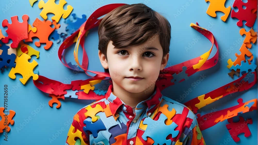 On World Autism Spectrum Disorder Awareness Day, a child wearing a ...