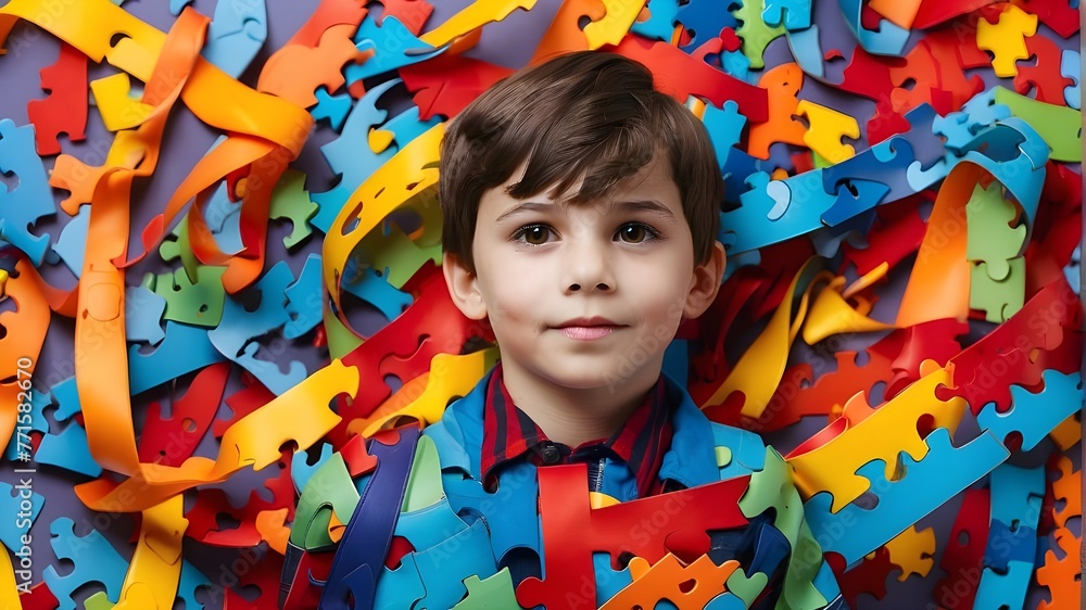On World Autism Spectrum Disorder Awareness Day, a child wearing a ...