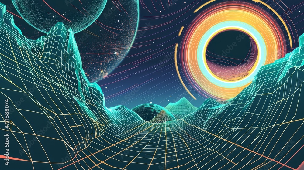 Visualizing the warping of spacetime by a dark dimension gateway on an ...