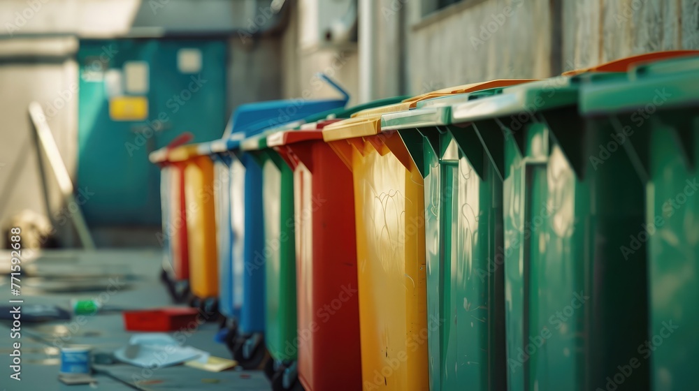 Plastic Glass Metal And Paper Recycle Bins Trash Cans For Garbage Separation Collection Of