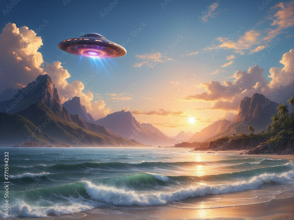 Extraterrestrial Encounters: Futuristic UFO Abduction Concept - Sci-Fi ...